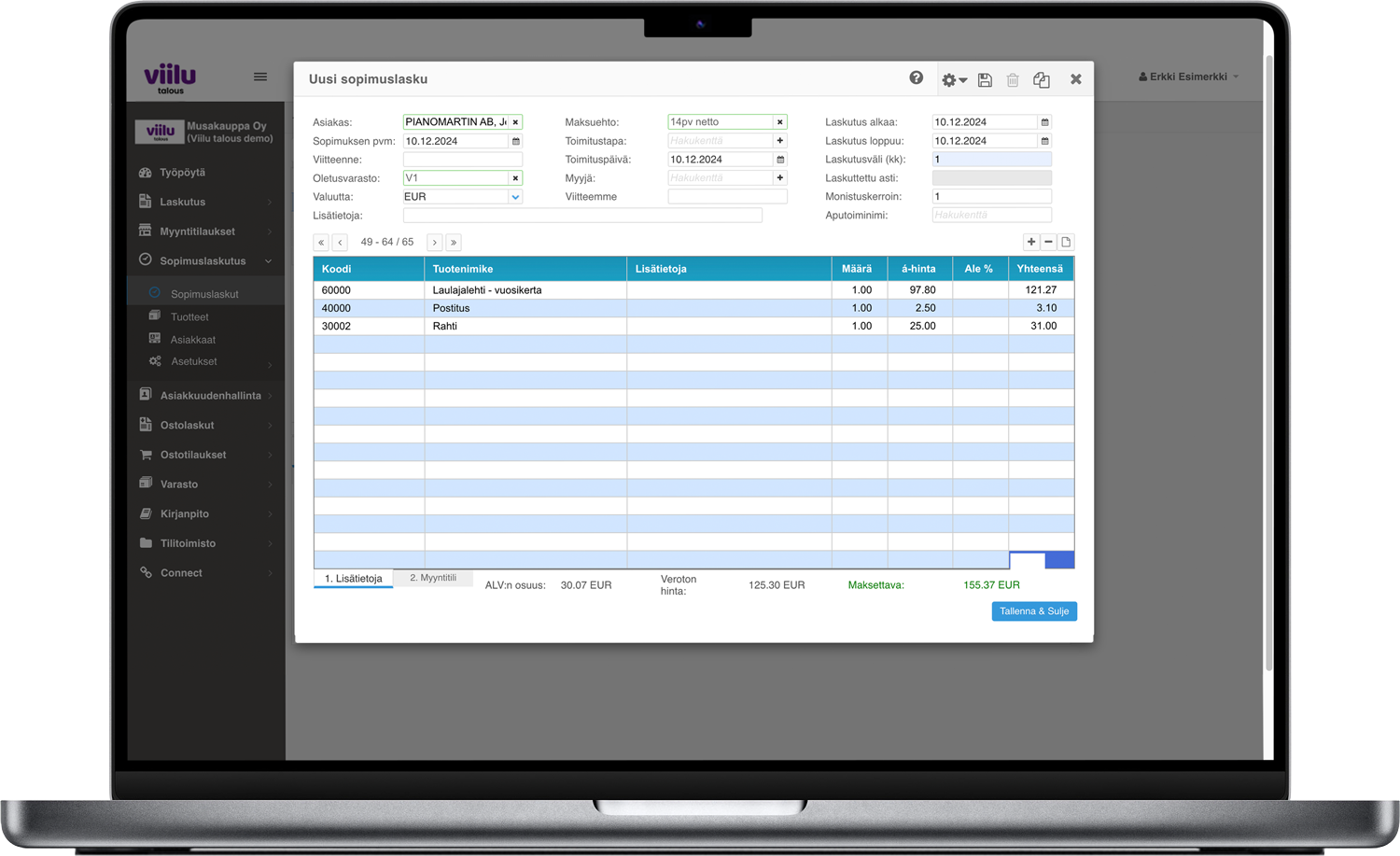 Laskutus ja myyntireskontra - Viilu